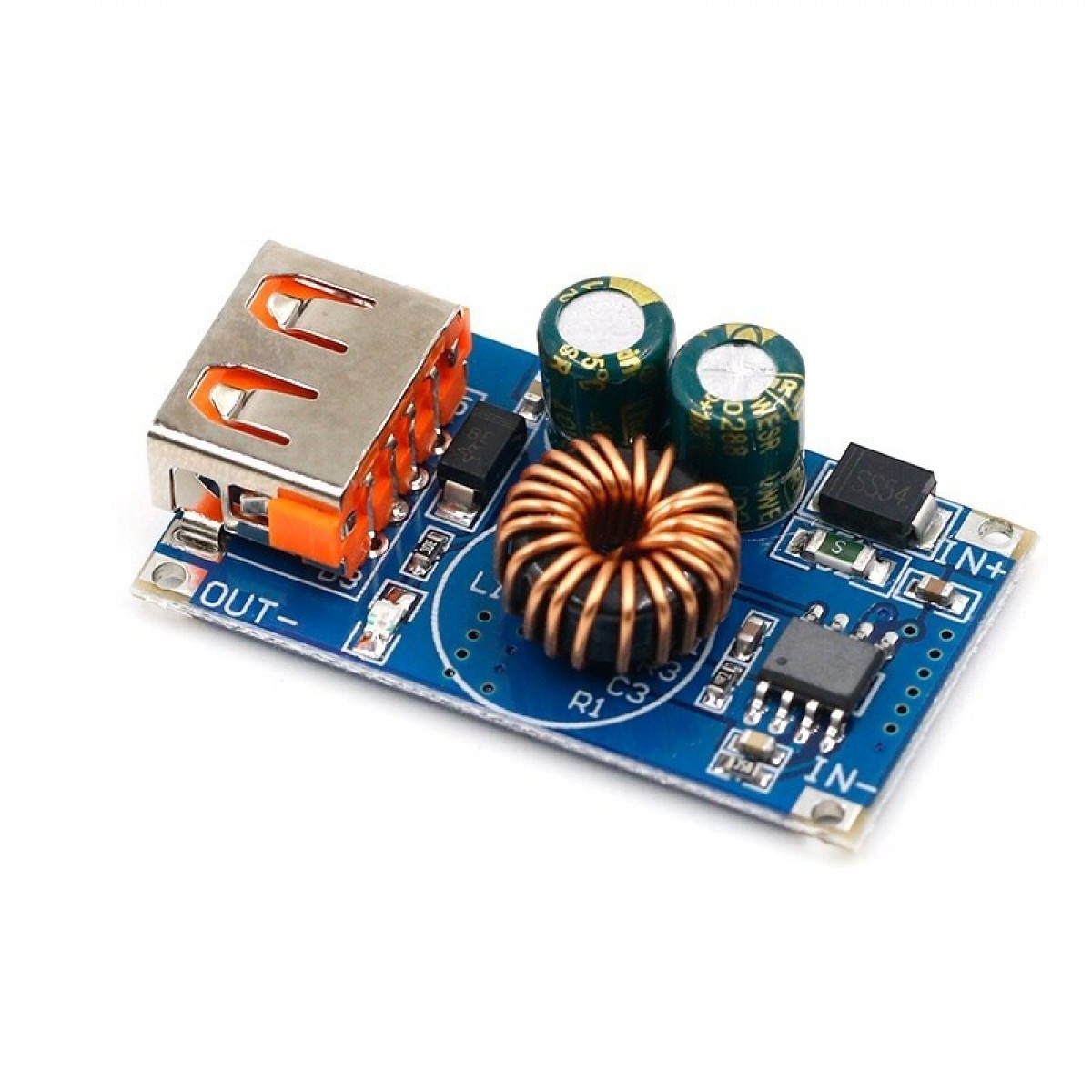 USB QC3.0 QC2.0 DC-DC Step-down Buck Converter - Blue - QC-MINI