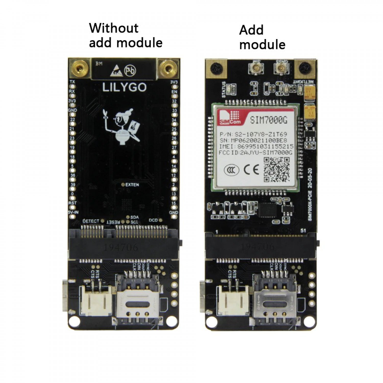 LilyGO TTGO T-PCIE SIM7000G Expansion Module - LILYGO-H441