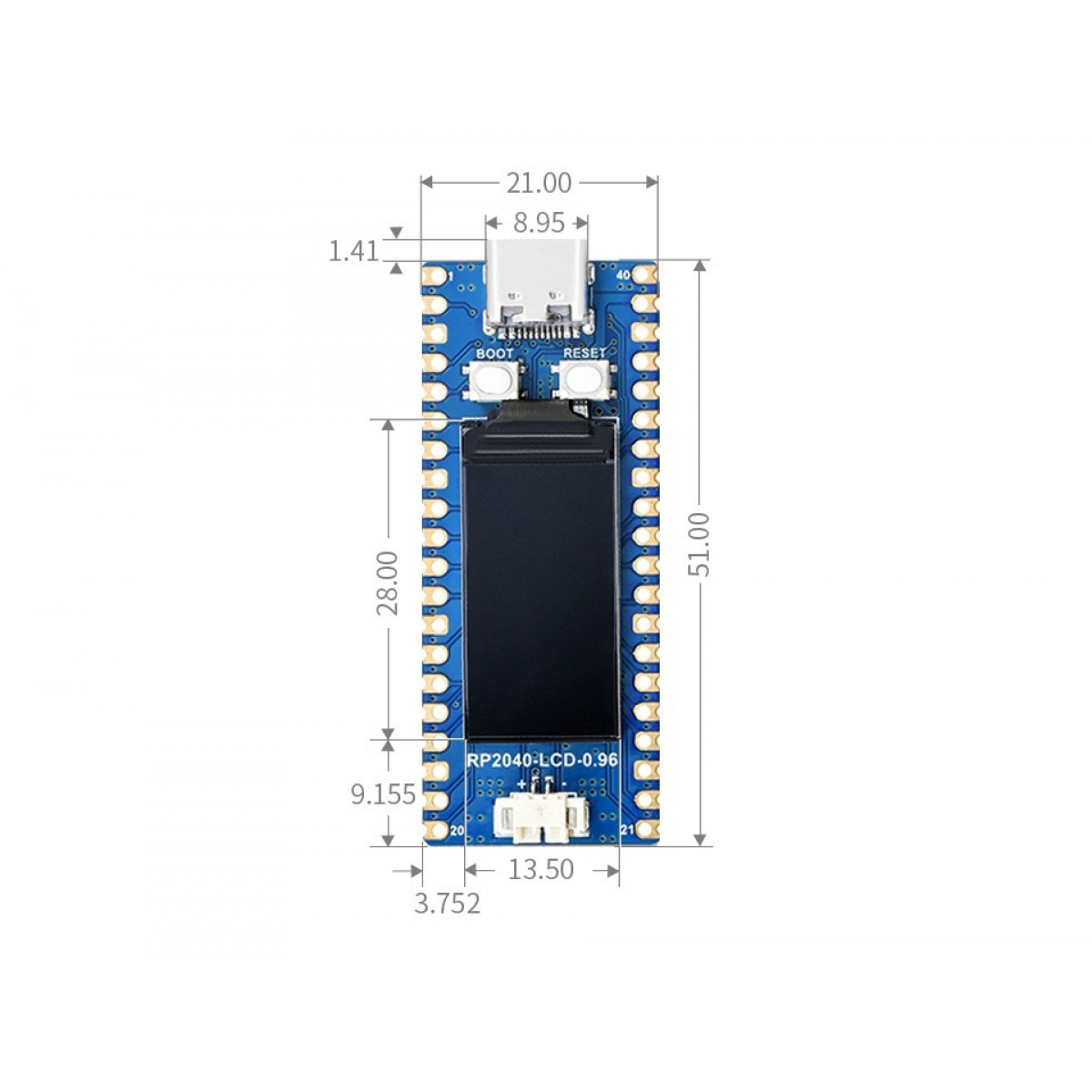 Waveshare RP2040-LCD-0.96 Pico - with 0.96 Inch TFT Display - WS-20330