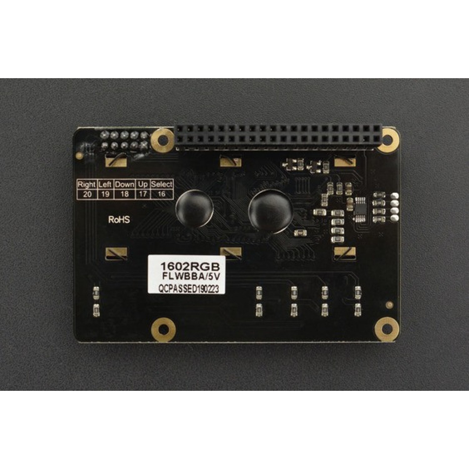 Dfrobot I2c 16x2 Rgb Lcd Keypad Hat With Rgb Backlight For Raspberry Pi Dfrobot Dfr0514