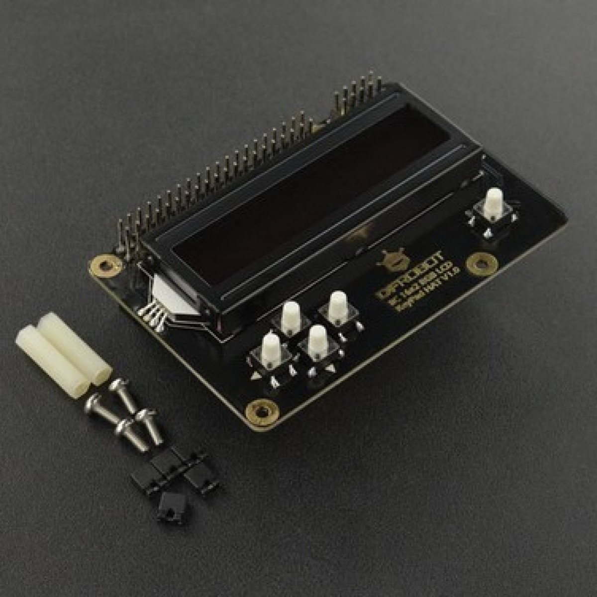 Dfrobot I2c 16x2 Rgb Lcd Keypad Hat With Rgb Font For Raspberry Pi