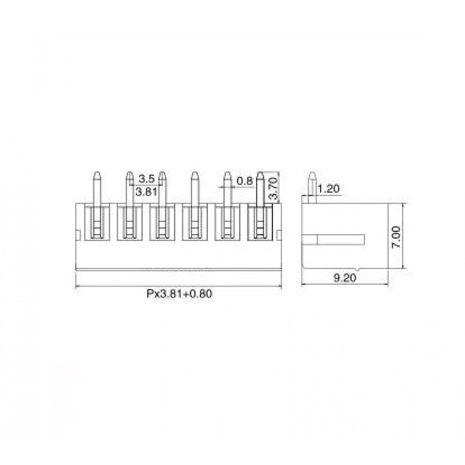 Terminal Block for Removable Screw Terminal - 90° - 2p - 3.81mm ...