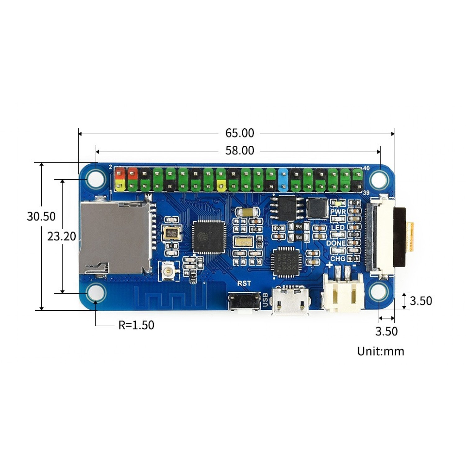 Waveshare ESP32 One - Mini Development Board - met Camera - WS-19186