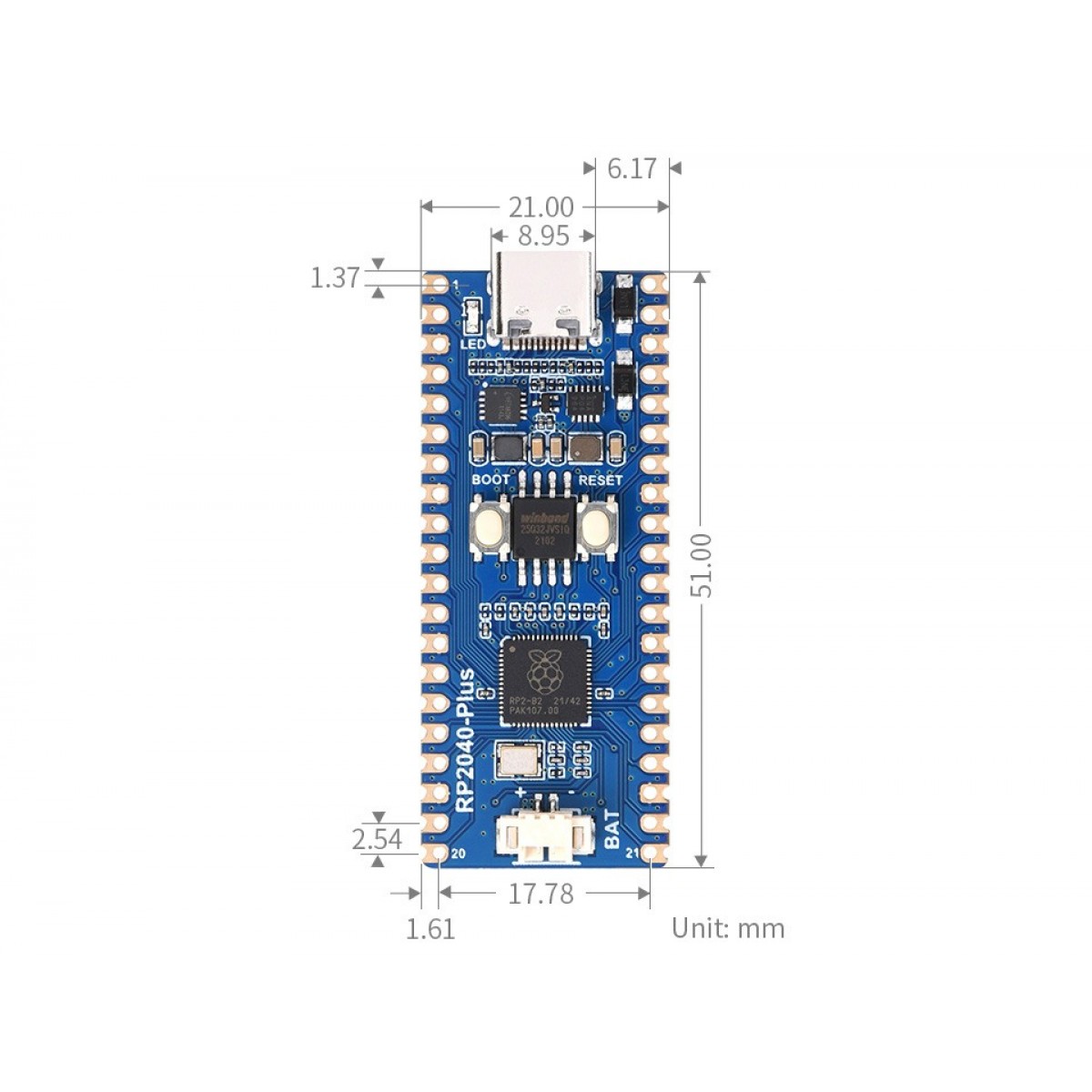 Waveshare RP2040-Plus - 4MB - WS-20290