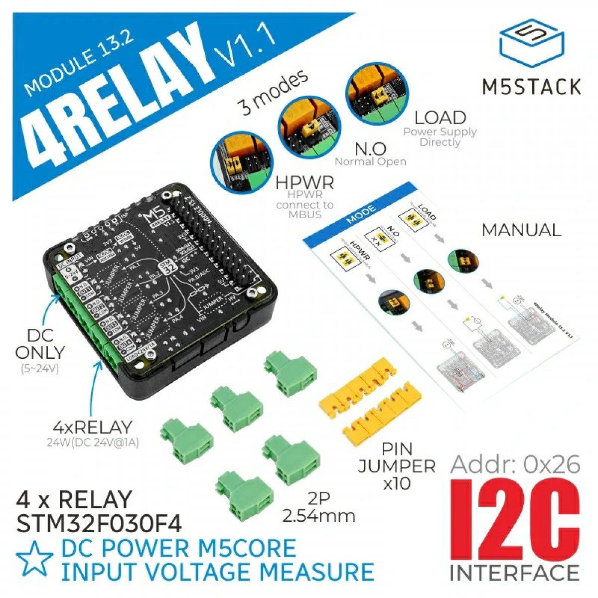M5Stack 4-Kanaals Relay 13.2 Module V1.1 - M5STACK-M121-V11