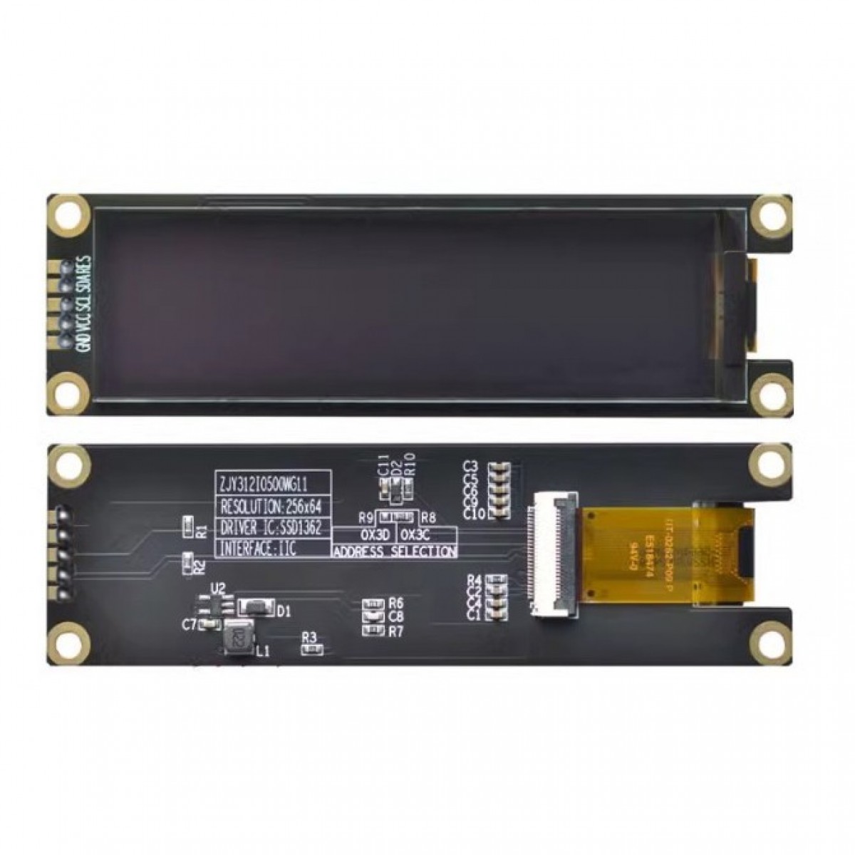 3.12 inch OLED Display 256*64 pixels - White - I2C - ZJY312I0500WG11-SSD1362