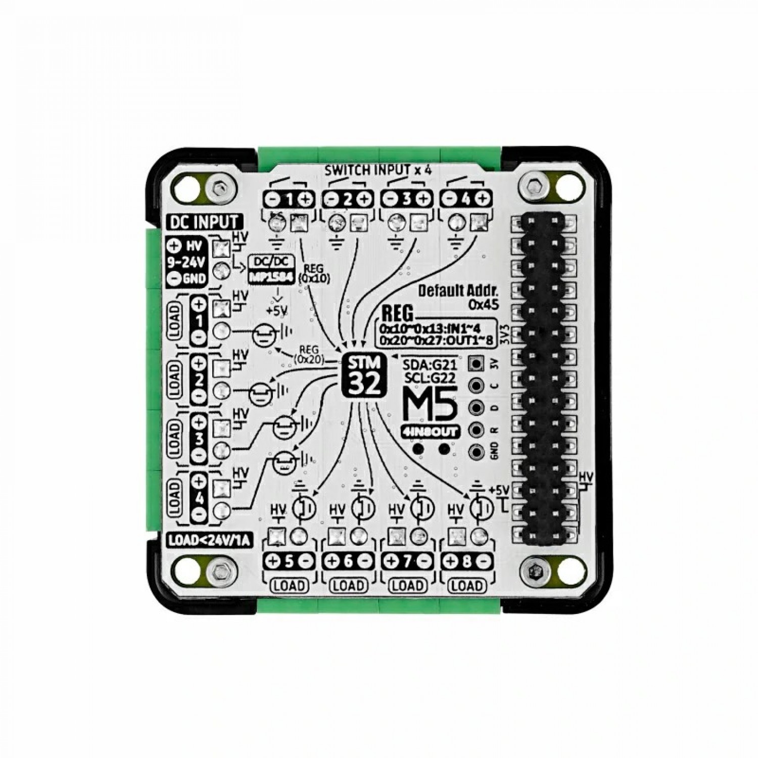 M5Stack 4IN8OUT Module 13.2 - MOSFET Schakelaar - 8 Kanalen - voor M5Core - M5Stack-M122