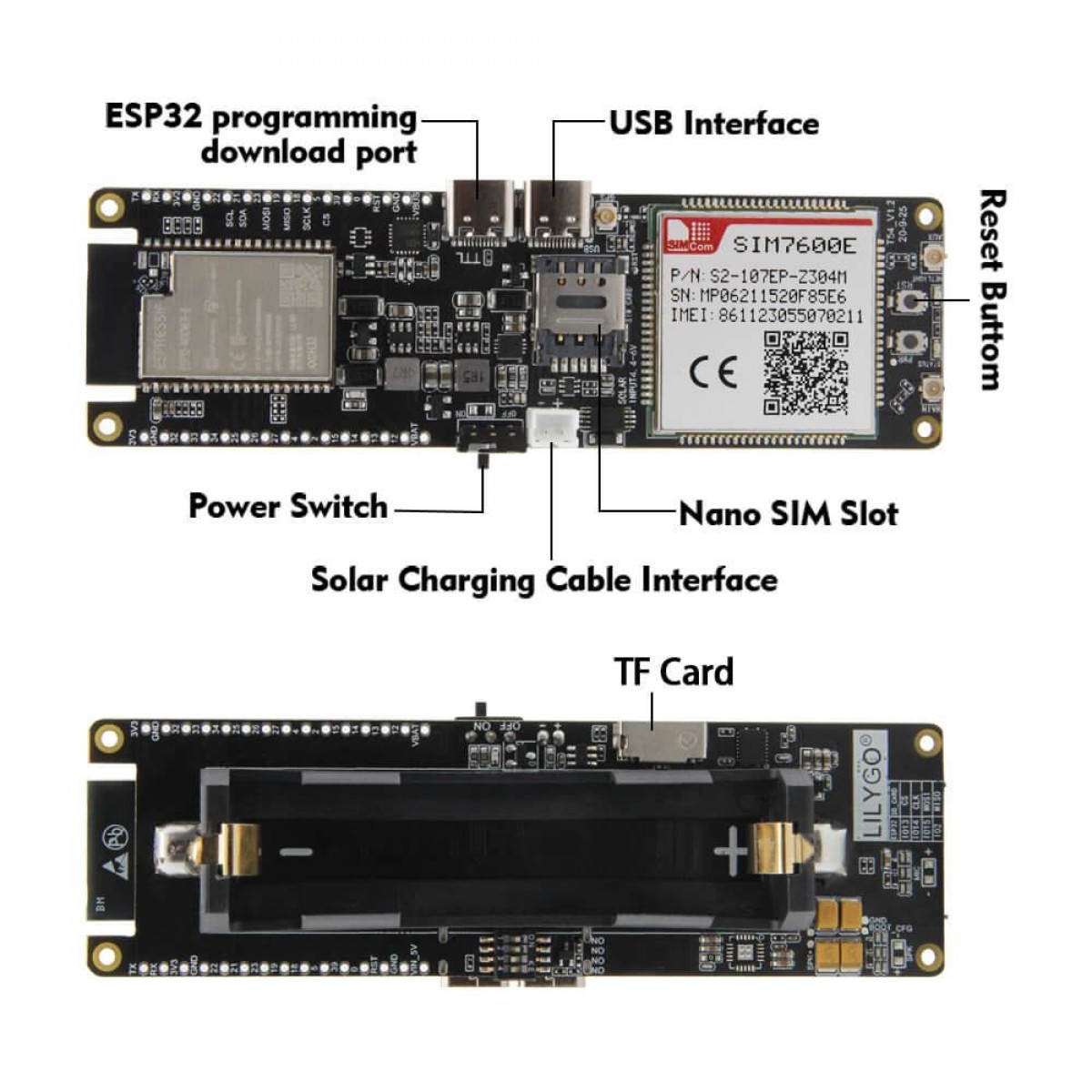 LilyGO T-SIM7600E - ESP32-WROVER - with 18650 Battery Holder - LILYGO-Q194