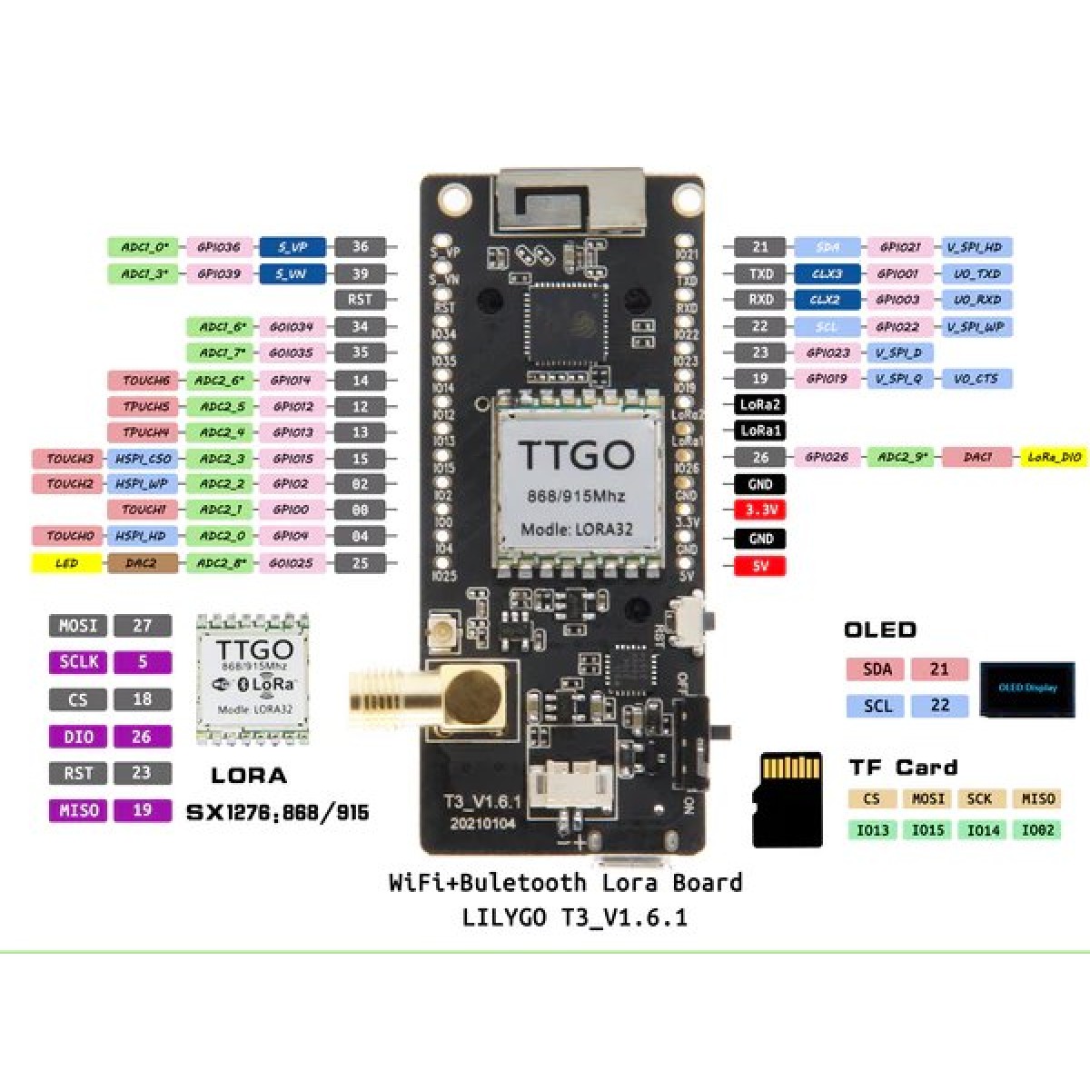 LilyGO TTGO T3 LoRa32 868MHz V1.6.1 ESP32 - LILYGO-Q213