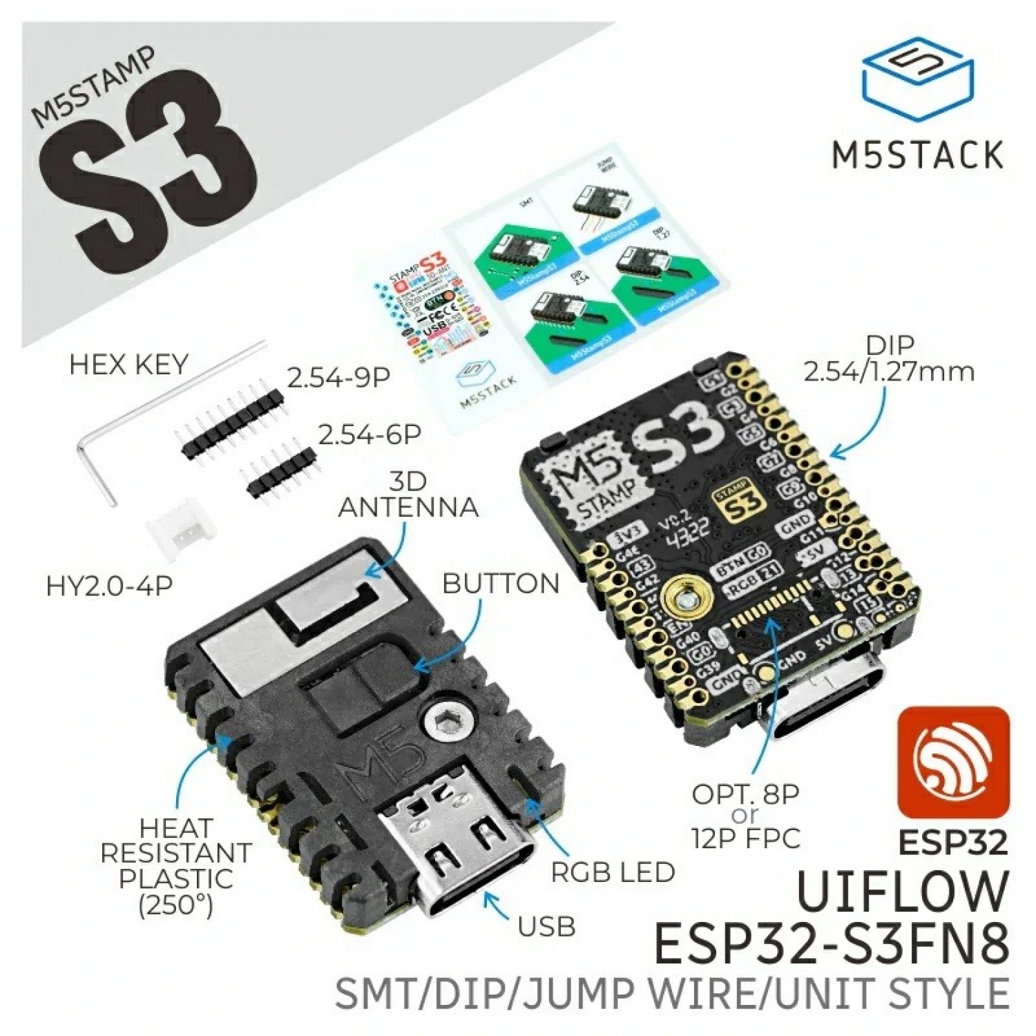M5Stack M5Stamp S3 - ESP32-S3 Development Board - M5Stack-S007