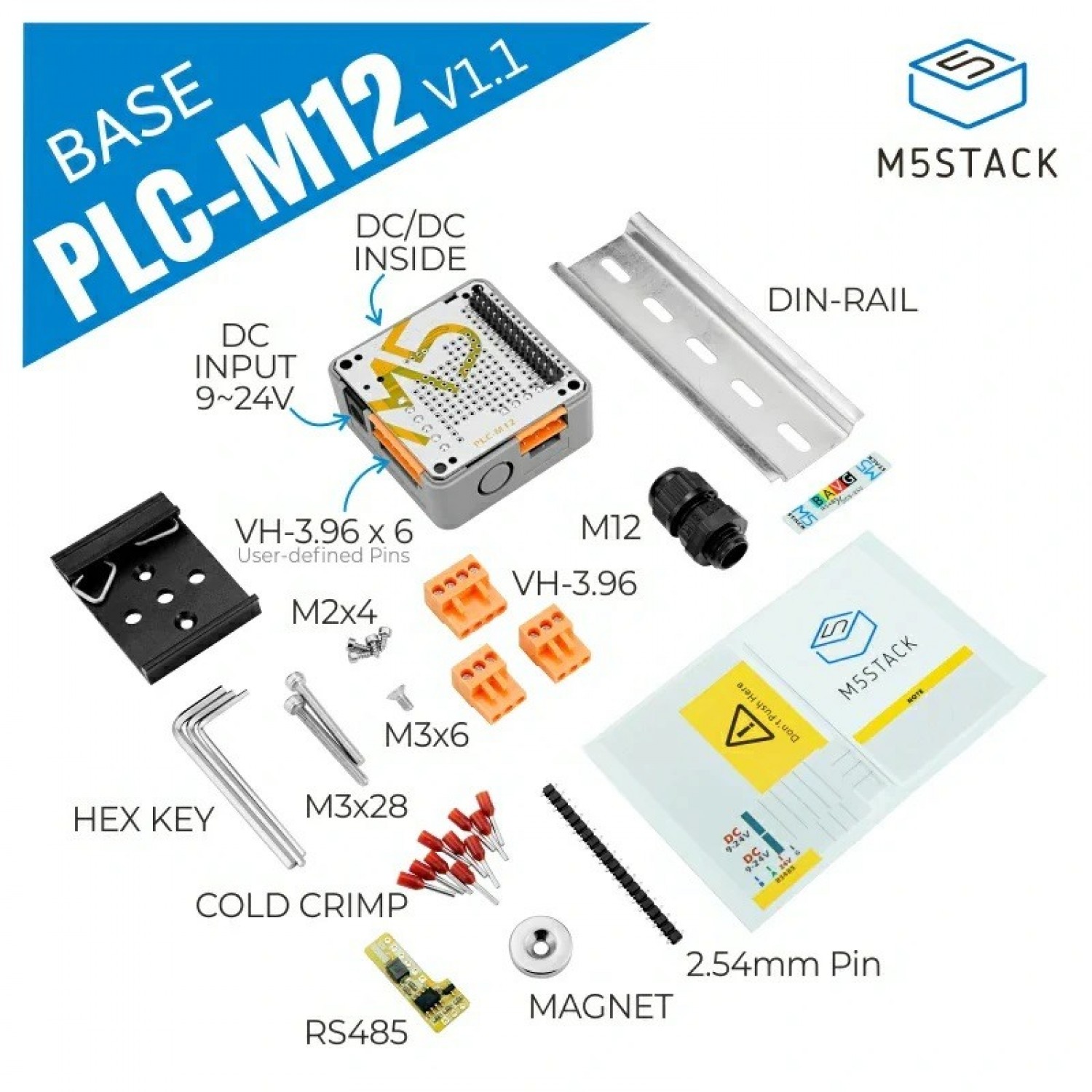 M5Stack PLC-M12 Base V1.1 - for M5Core - M5Stack-K011-B-V11