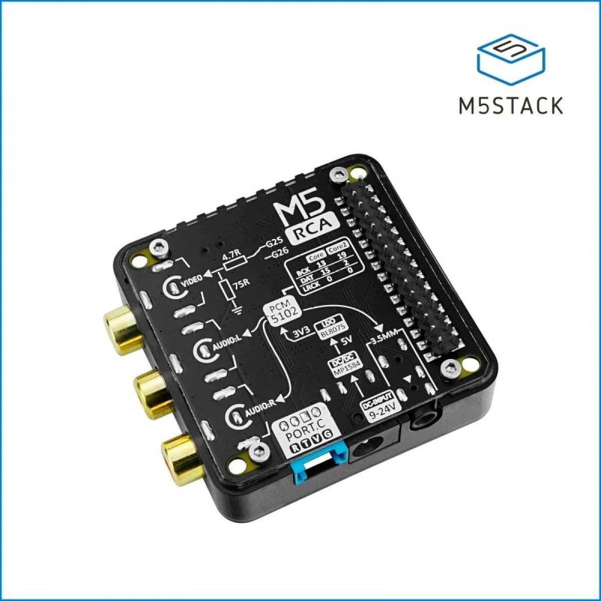 M5Stack RCA Audio-Video Module 13.2 - for M5Core - M5Stack-M125