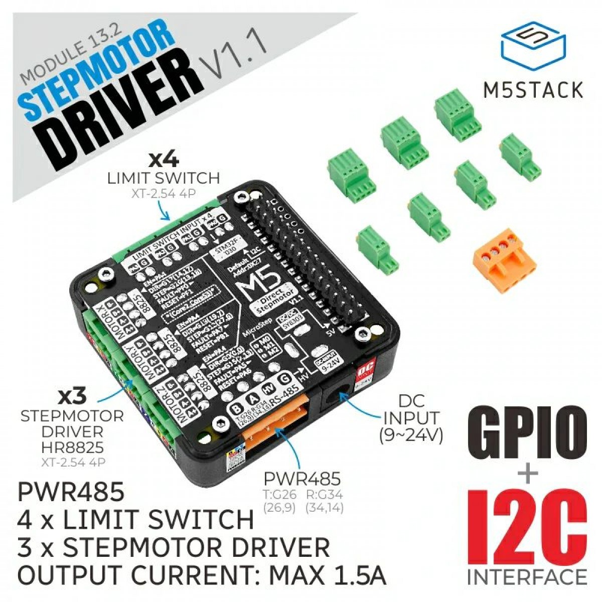 M5Stack Stepmotor Driver Module V1.1 - 3 Channels - for M5Core - M5STACK-M039-V11