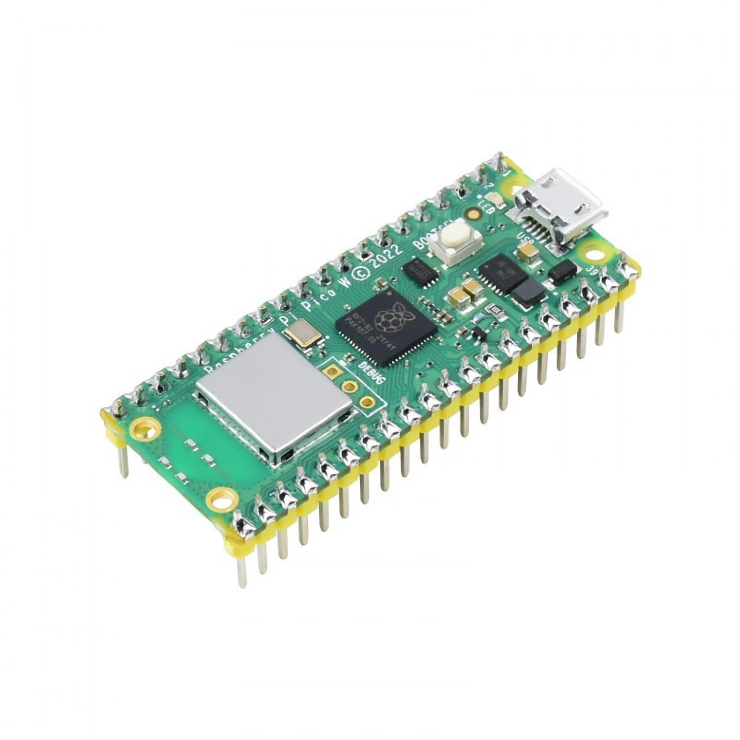 Raspberry Pi Pico W with Soldered Headers - RP2040 - with USB Cable - WS-23289