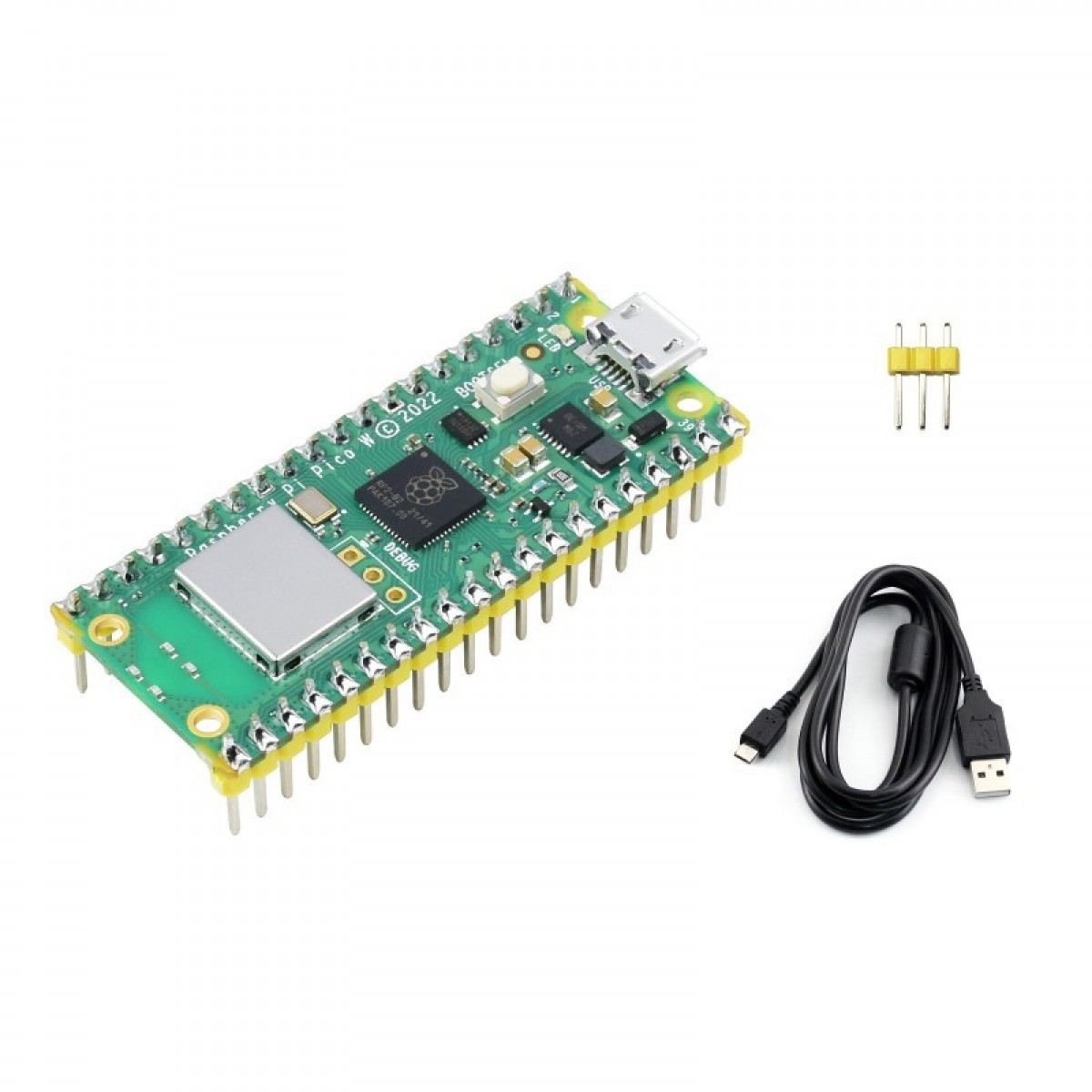 Raspberry Pi Pico W with Soldered Headers - RP2040 - with USB Cable - WS-23289