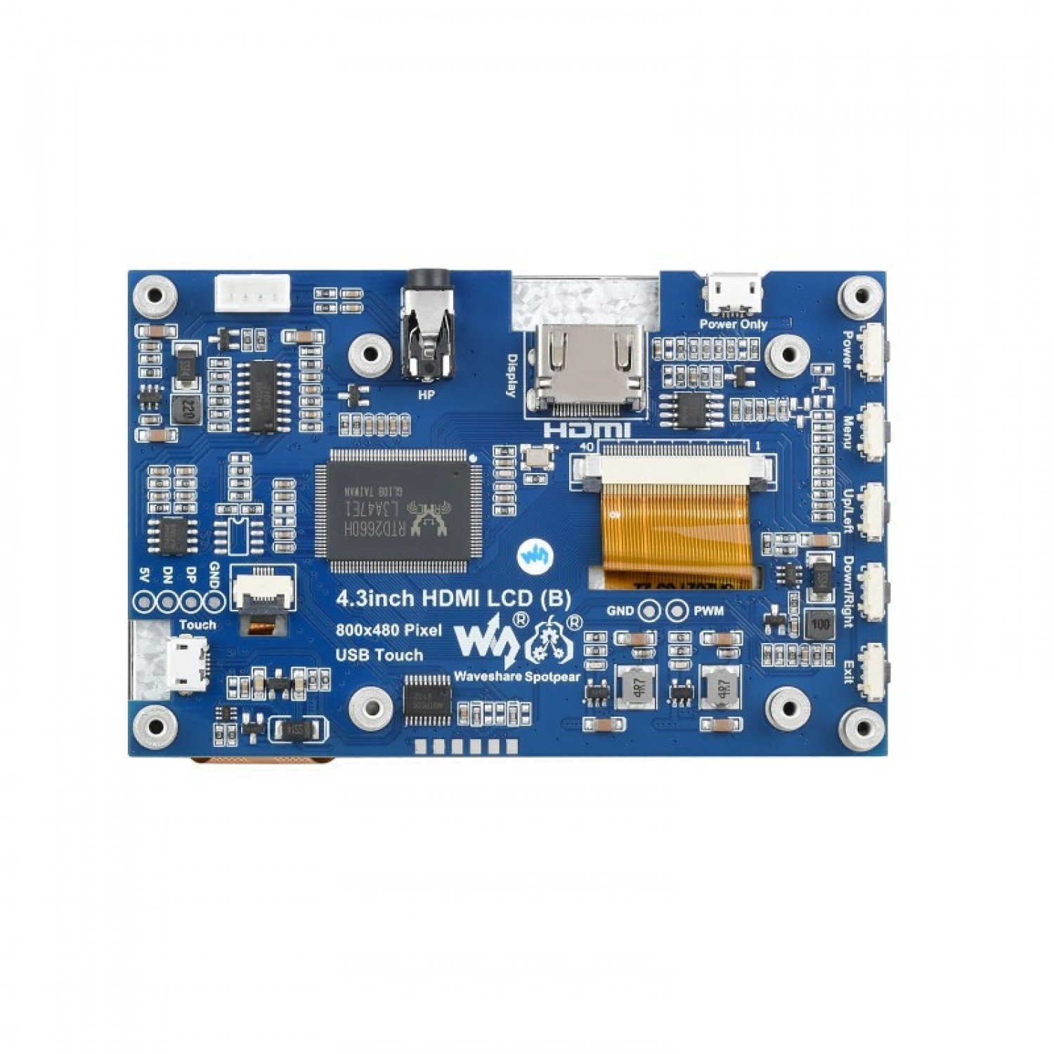Waveshare 4.3 inch HDMI IPS-TFT-LCD Display (B) 800*480 pixels met ...