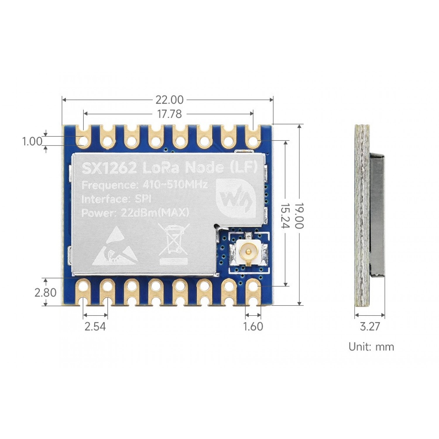 Waveshare Core1262-HF LoRa Module - 868MHz - SX1262 - WS-20855