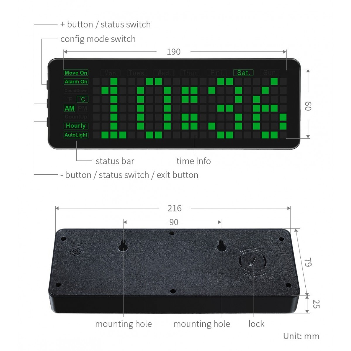 Waveshare Electronic Clock - Green - for Raspberry Pi Pico - WS-19695