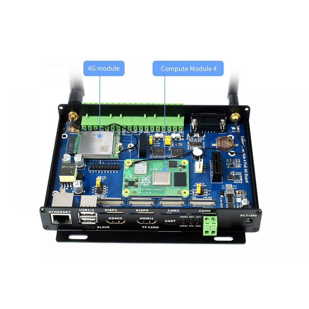 Waveshare Industrial Poe Iot Mini Computer Kit For Raspberry Pi Cm4