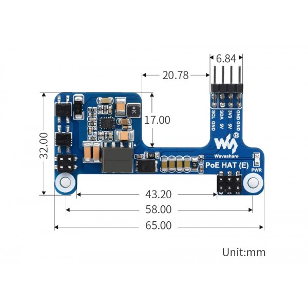 Waveshare Power over Ethernet PoE HAT (E) - voor Raspberry Pi - WS-23285