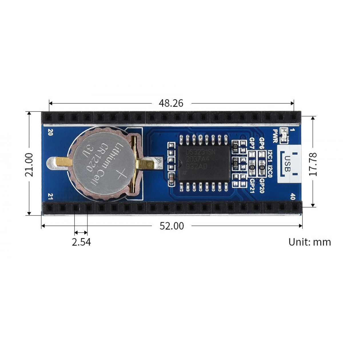 Waveshare Precision RTC Module - DS3231- for Raspberry Pi Pico - WS-19426