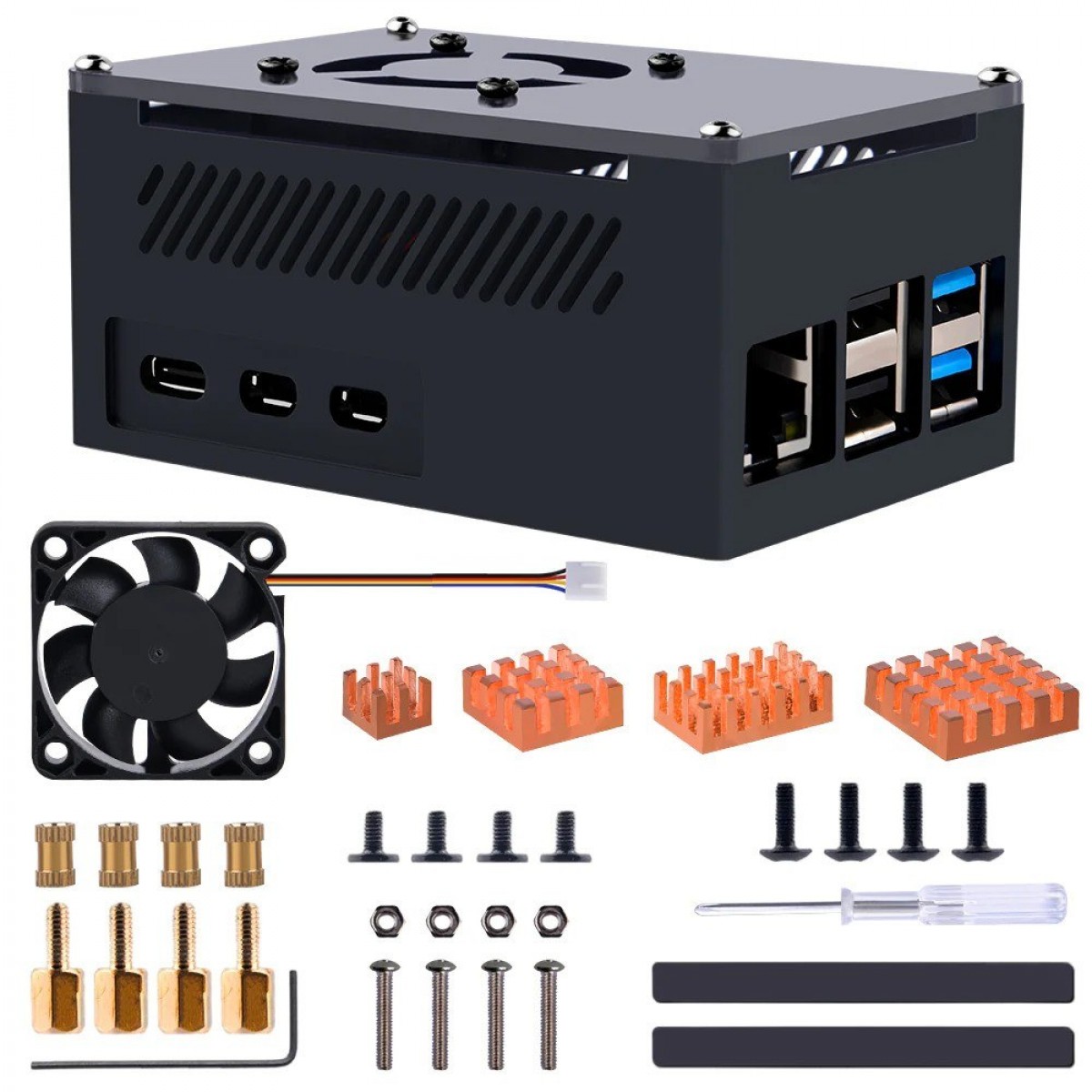 52Pi Raspberry Pi 5 Aluminium Behuizing met Ventilator - 52PI-ZP-0164 52Pi Raspberry Pi 5 Aluminium Behuizing met Ventilator - 52PI-ZP-0164