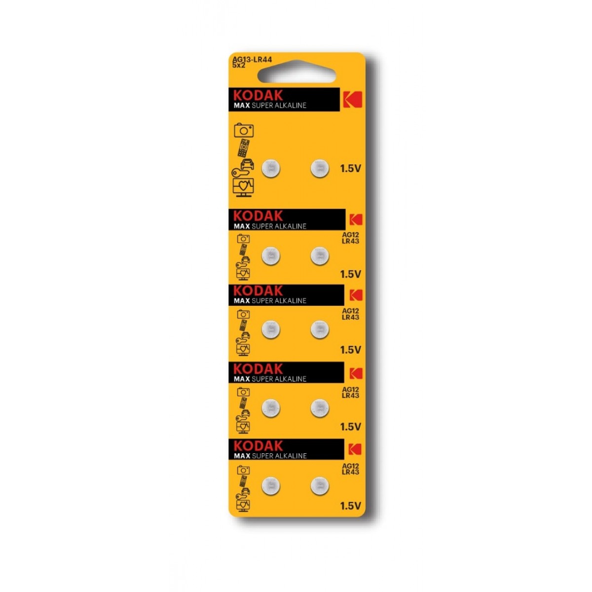 Kodak AG13-LR44 Max Super Alkaline Battery - 1.5V 155mAh - 10 Pieces - KODAK-10X-AG13