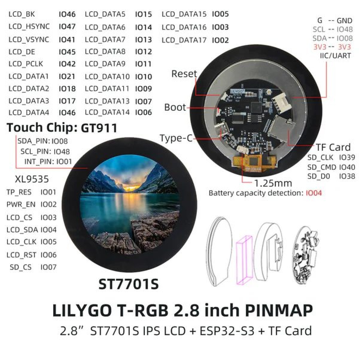 Lilygo T Rgb Esp32 S3 Met 28 Inch Ips Display En Touchscreen Lilygo H604