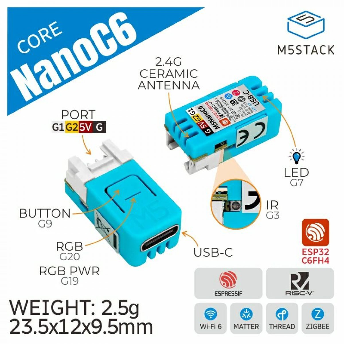 M5stack M5nanoc6 Esp32 C6 Iot Development Board M5stack C125