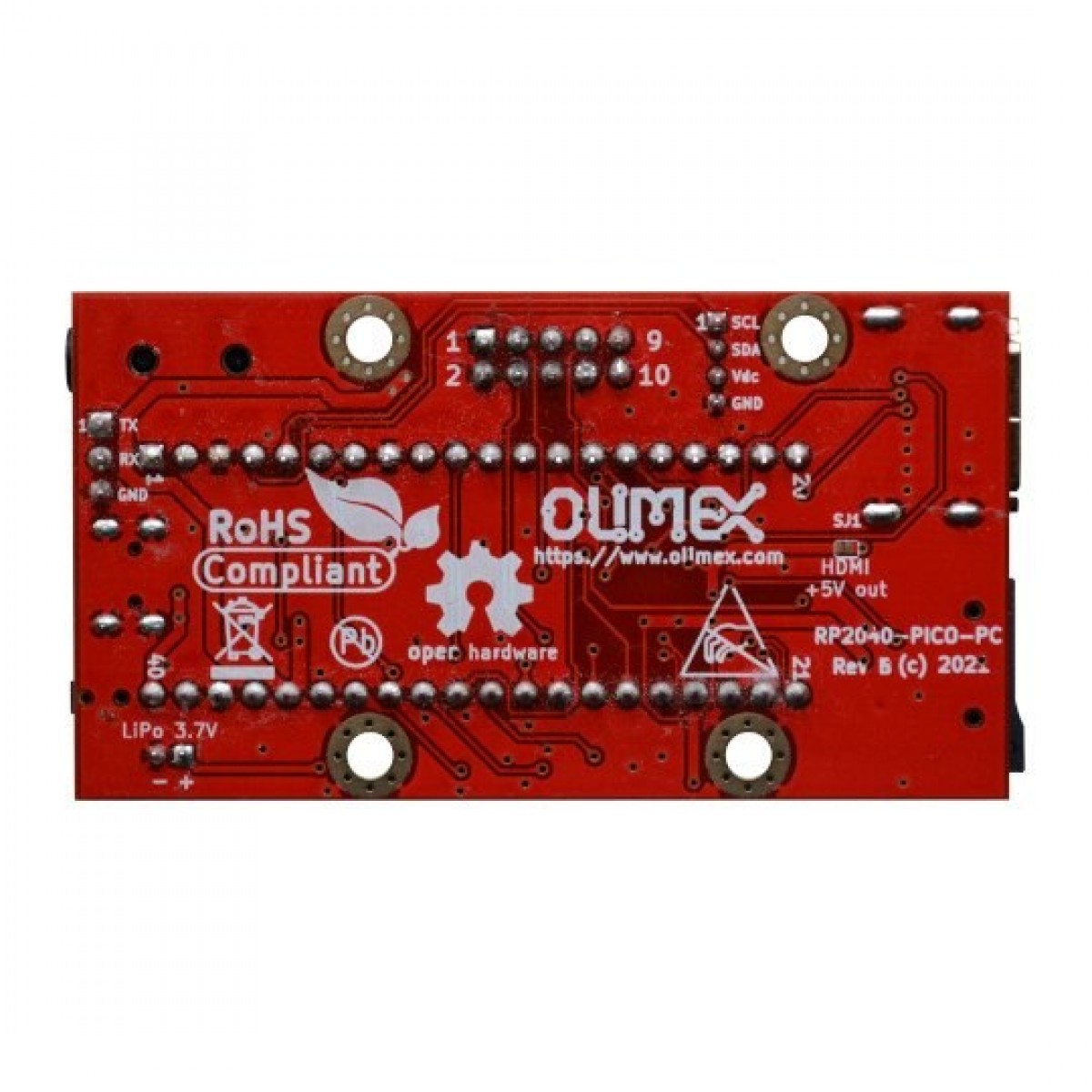 Olimex RP2040-PICO-PC Motherboard for Raspberry Pi Pico - OL-RP2040-PICO-PC