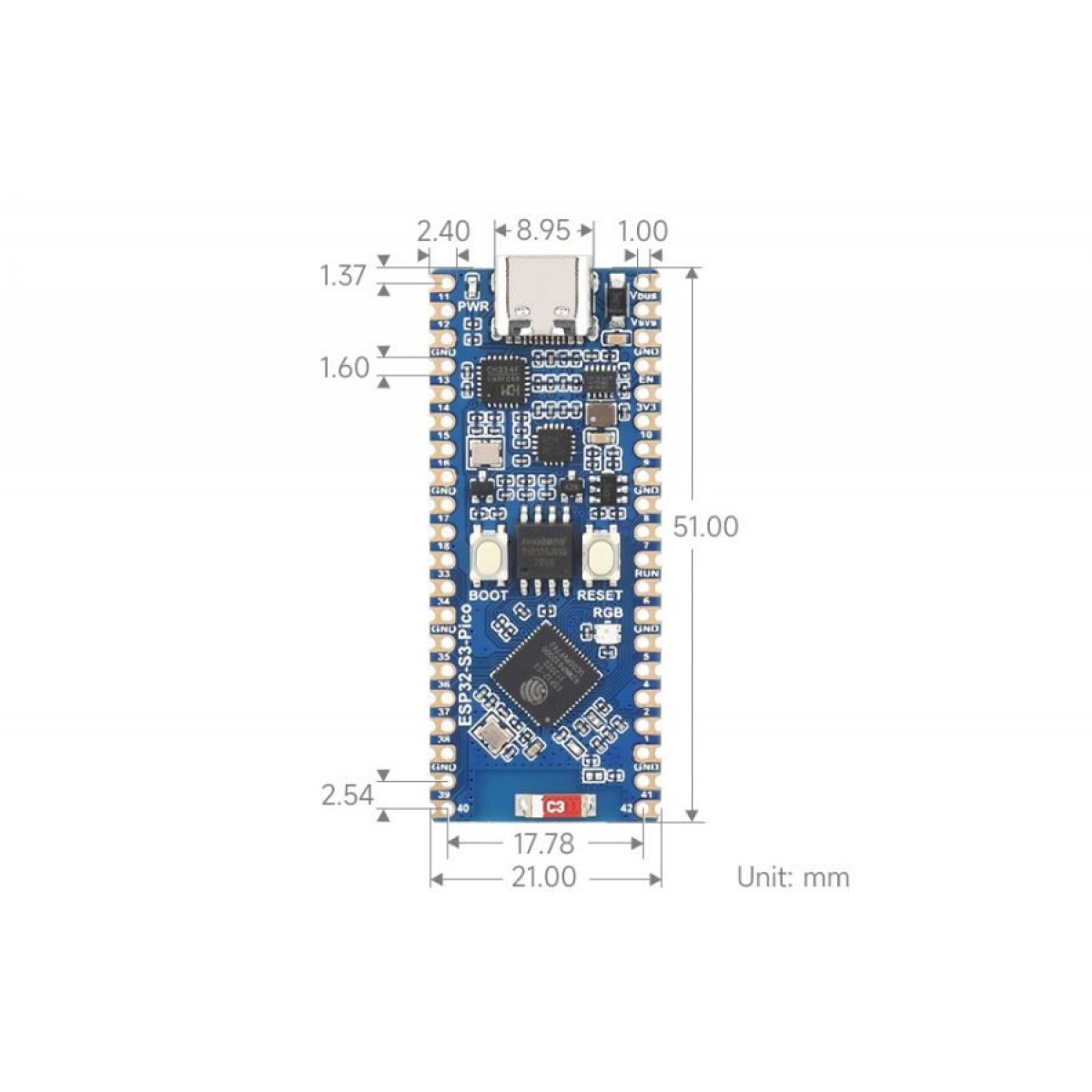Waveshare ESP32-S3 Pico Development Board - WS-23803