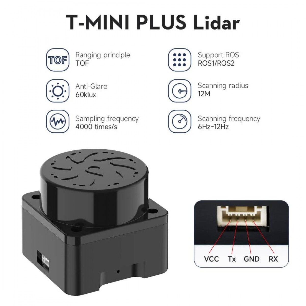 YDLIDAR T-mini Plus - 360° Laser Scanner LiDAR Sensor - YDLIDAR-T-MINI-PLUS
