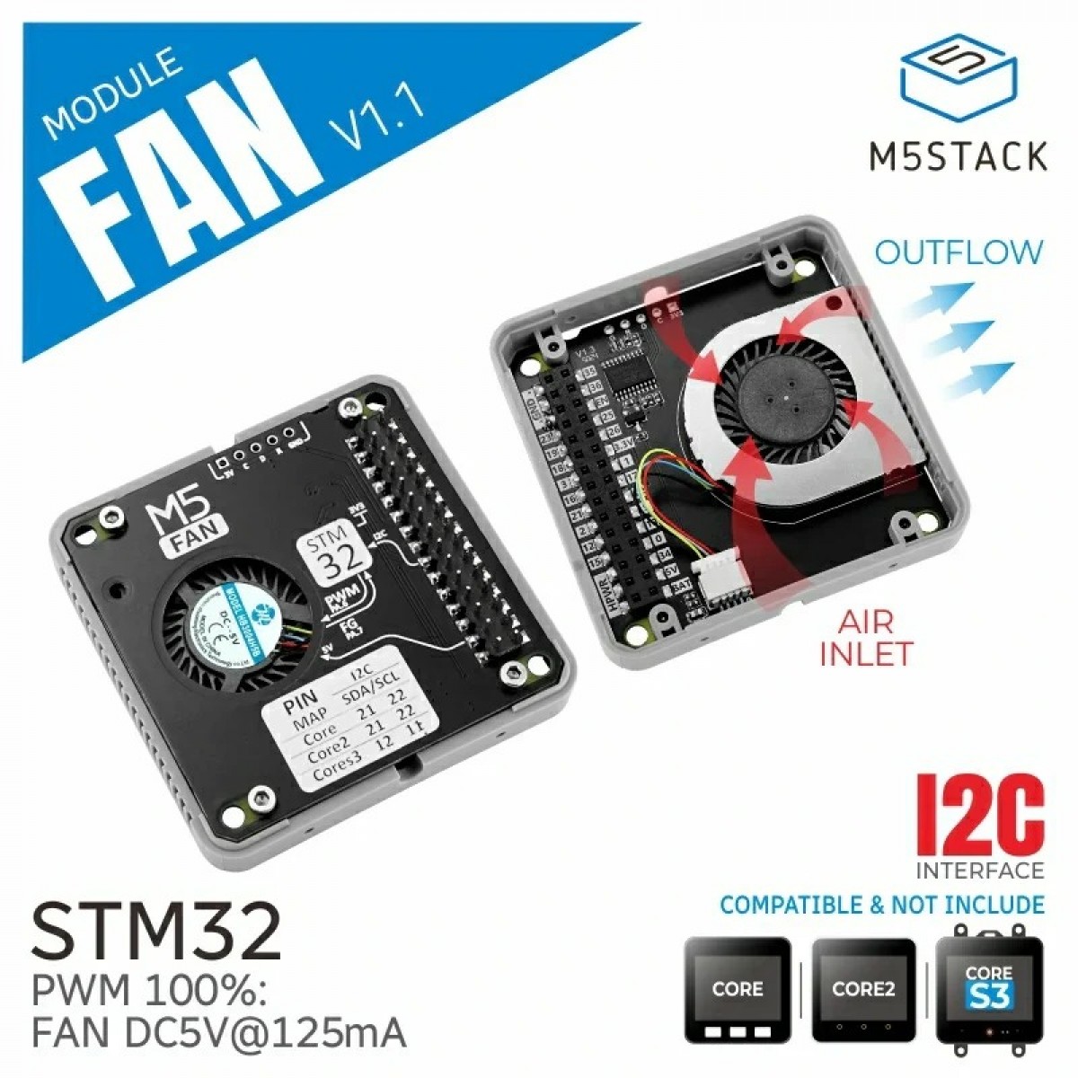 M5Stack Fan Module V1.1 - for M5Core - M5STACK-M013-V11
