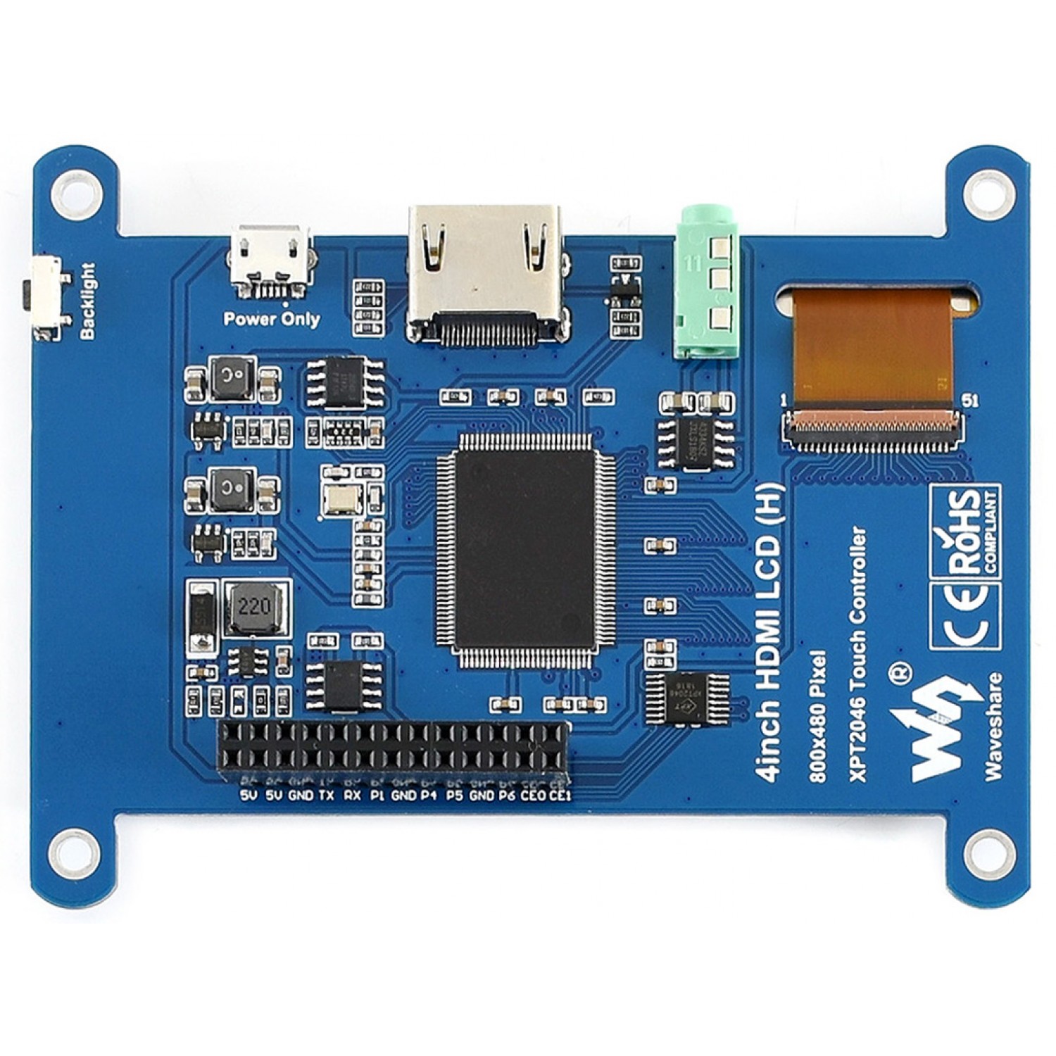 Waveshare 4 inch HDMI IPS-TFT-LCD (H) Display 800*480 pixels met Touchscreen - Raspberry Pi ...