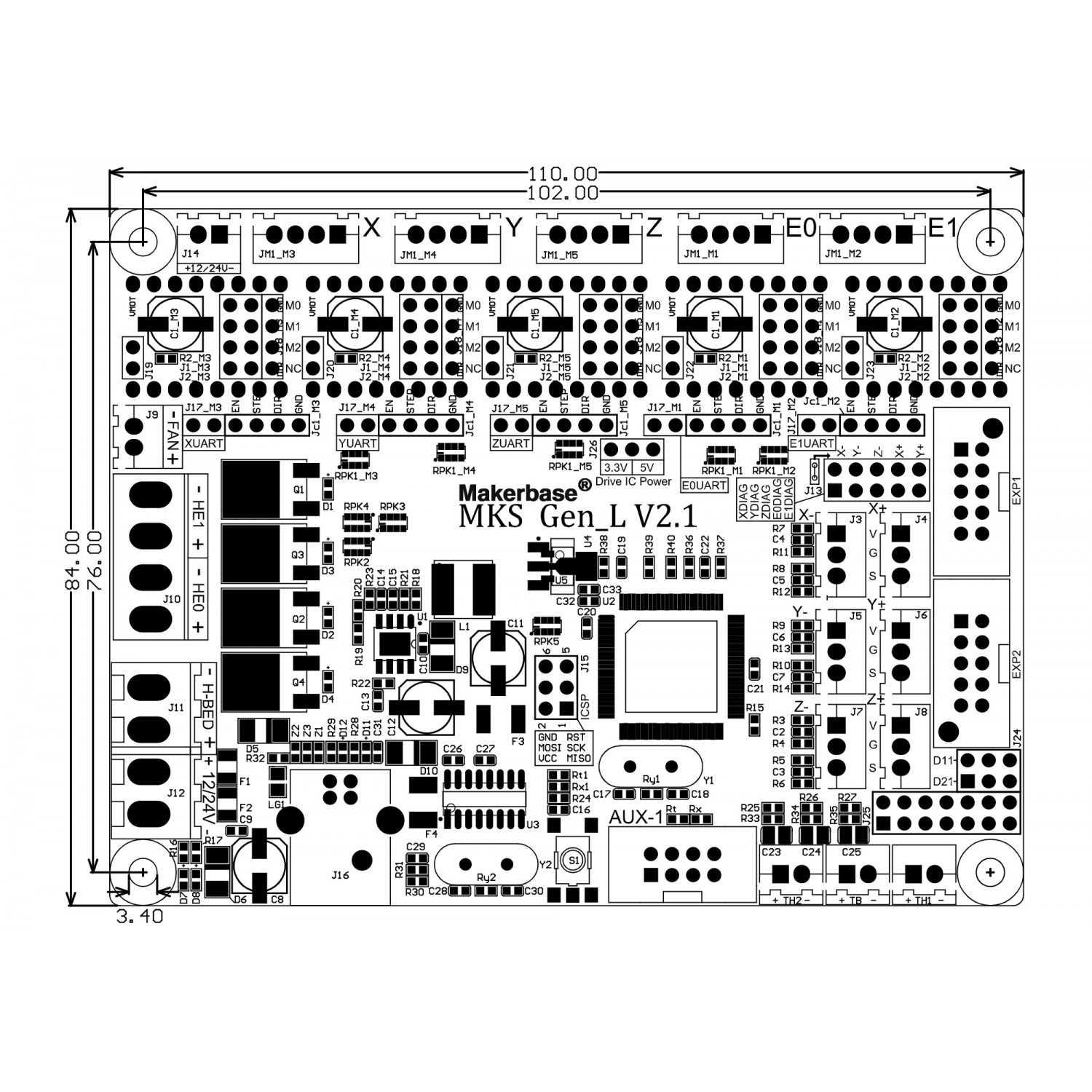 MKS Gen L V2.1 3D Printer Motherboard - MKSGENLV2.1