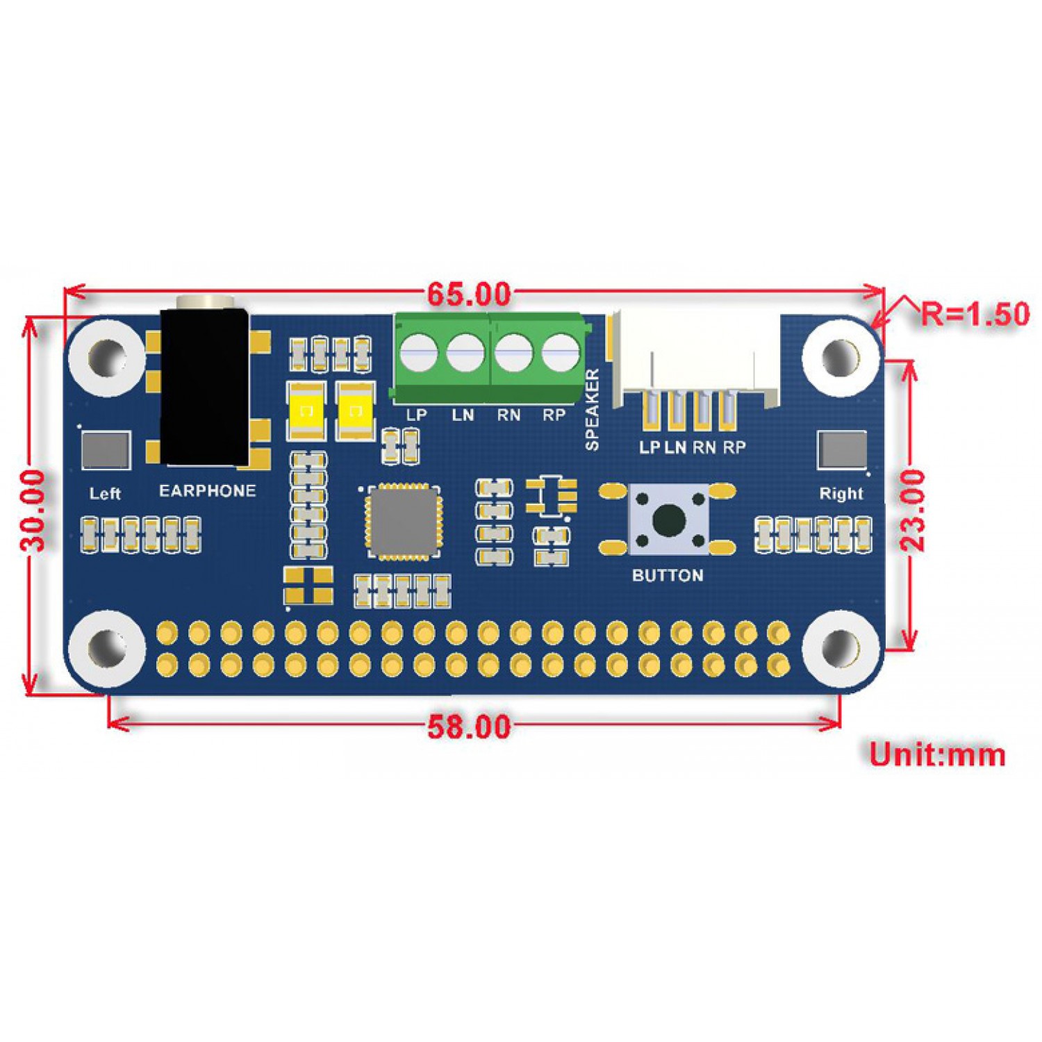 Waveshare Wm8960 Audio Hat Including Speaker Set For Raspberry Pi Ws 15668