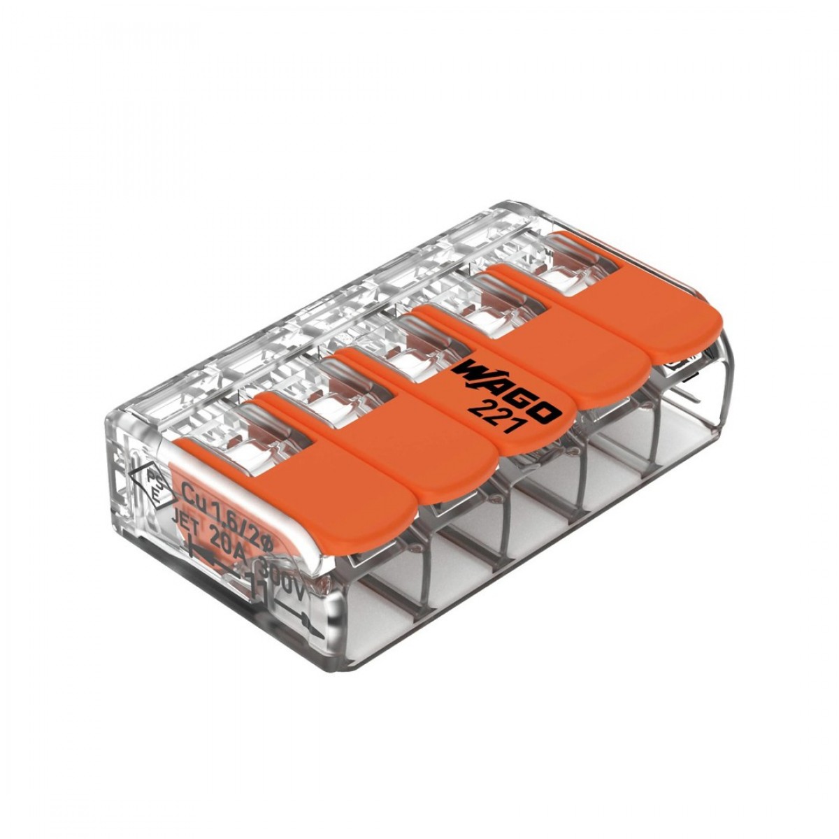 Wago Push-in Wire Connector - 5-way - WAGO-221-415 Wago Push-in Wire Connector - 5-way - WAGO-221-415